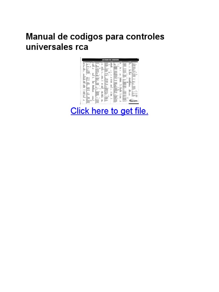 Manual de Codigos para Controles Universales Rca | PDF | Electrónica de ...