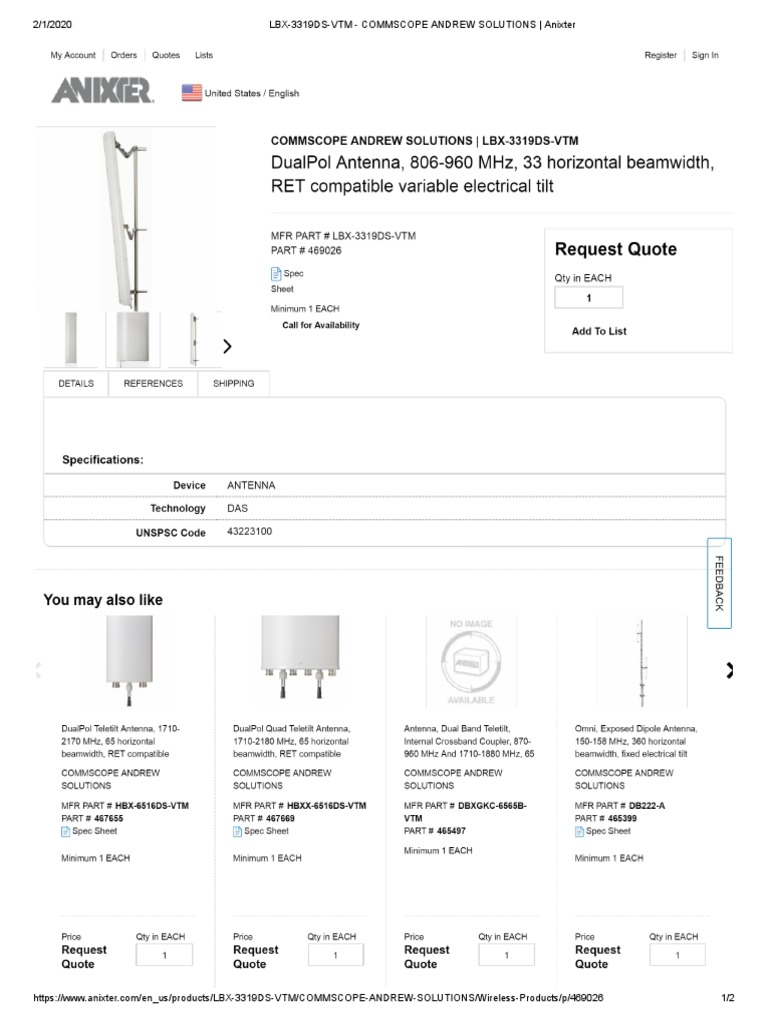 LBX-3319DS-VTM - COMMSCOPE ANDREW SOLUTIONS - Anixter PDF | PDF