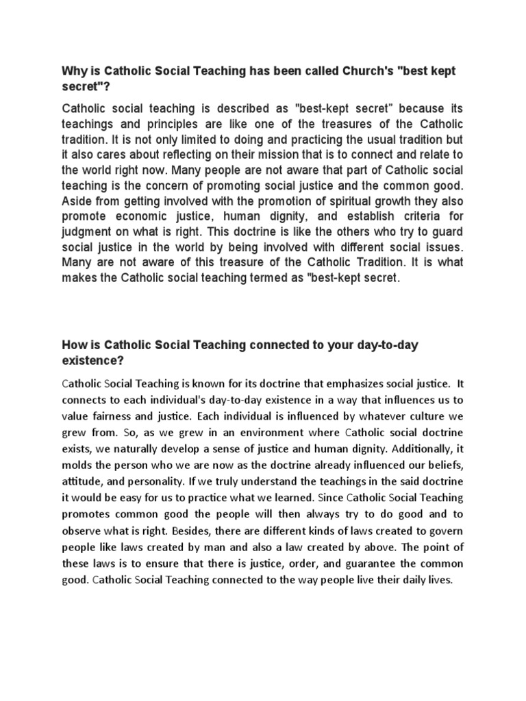 Why Is Catholic Social Teaching Has Been Called Church's "Best Kept ...