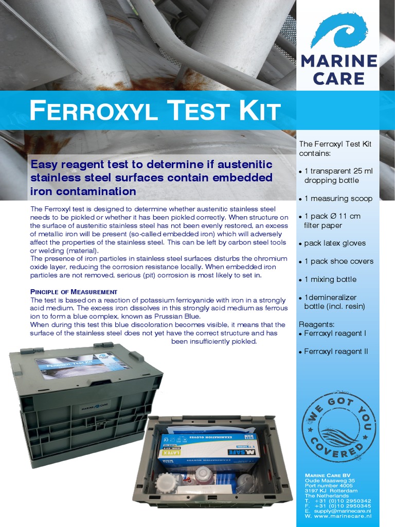 Leaflet Ferroxyl Test Kit New | PDF | Stainless Steel | Iron