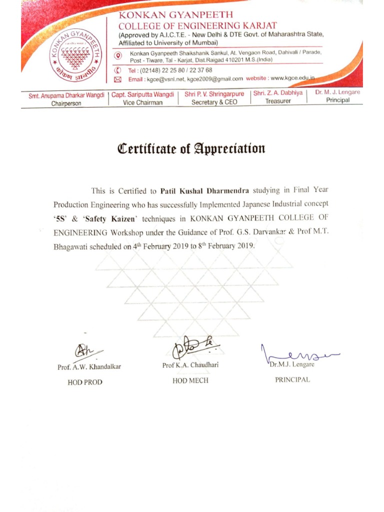 5S CERTIFICATE