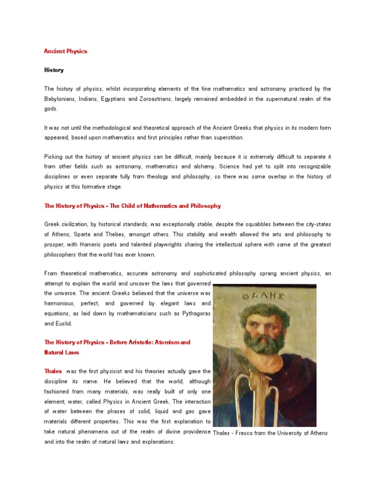 History: Ancient Physics | PDF | Physics | Aristotle