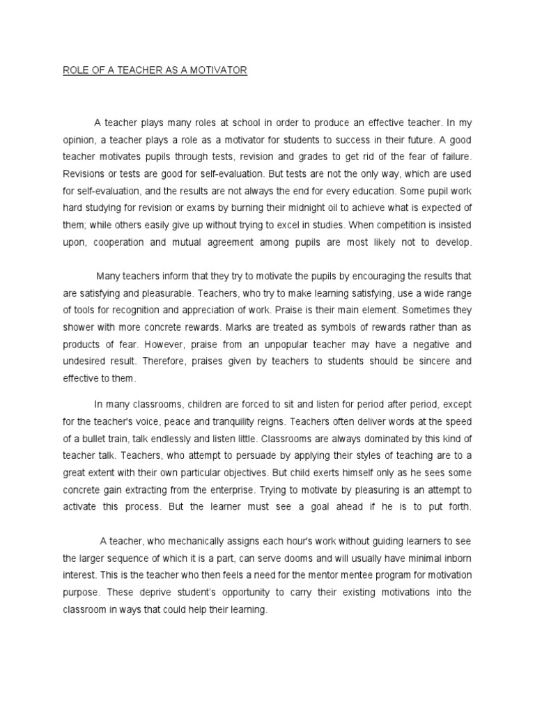Teacher's Role as Student Motivator | PDF | Career & Growth
