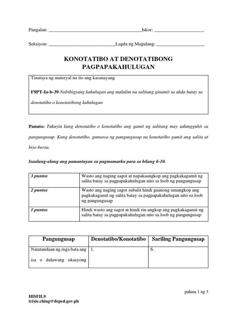 Fil10 Denotatibo at Konotatibo PDF | PDF