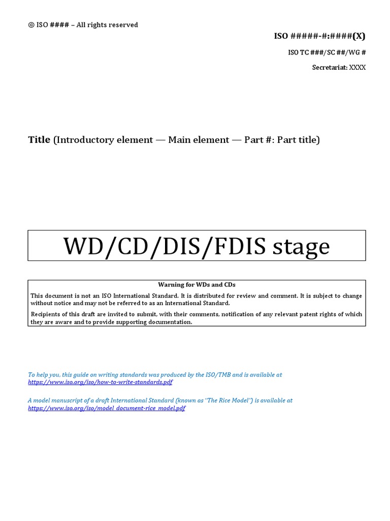 WD/CD/DIS/FDIS Stage: Title (Introductory Element - Main Element - Part ...