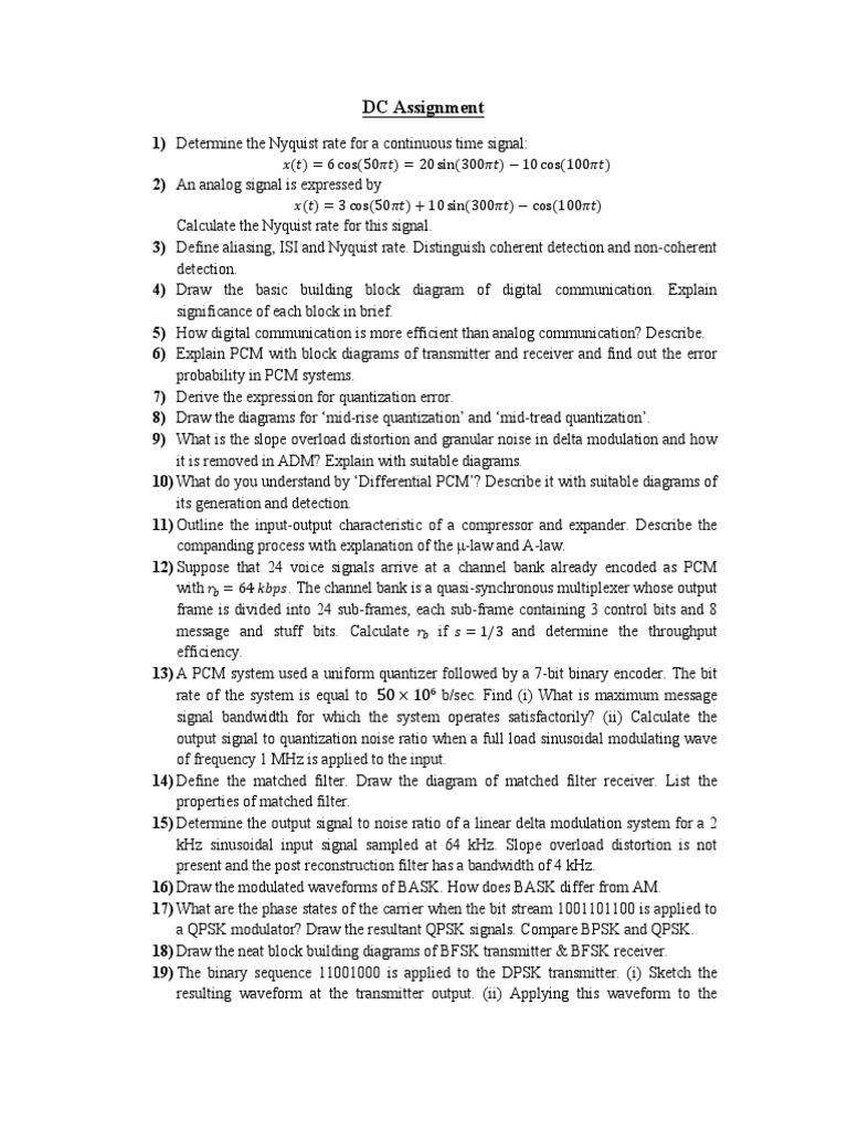 DC Assignment 2019 PDF | PDF | Modulation | Radio Technology