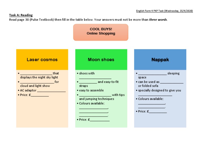 4 PKP 4 Reading Task | PDF | Teaching Methods & Materials | Home & Garden