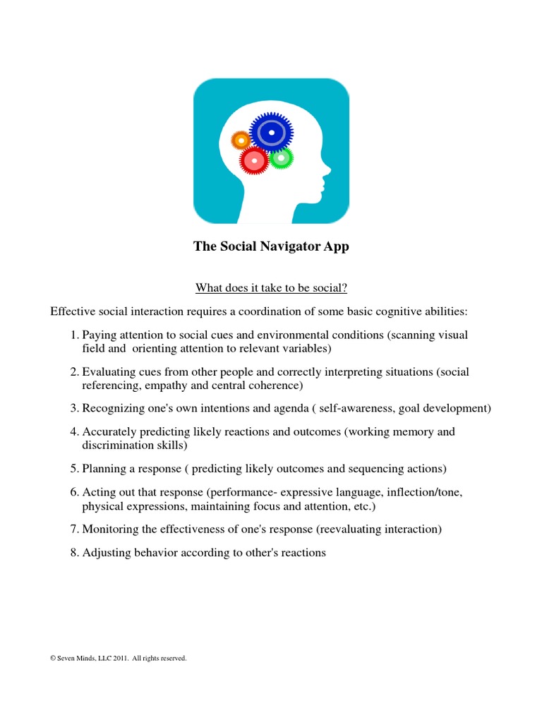 The Social Navigator App: © Seven Minds, LLC 2011. All Rights Reserved ...