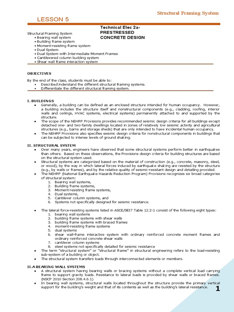 Structural Framing System | PDF | Framing (Construction) | Wall