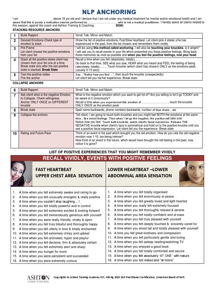 NLP Anchoring: Recall Vividly, Events With Positive Feelings | PDF ...
