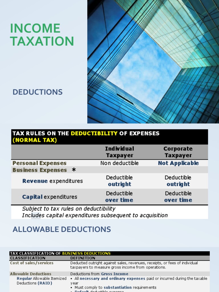 Allowable Deductions in Income Tax | PDF | Tax Deduction | Expense
