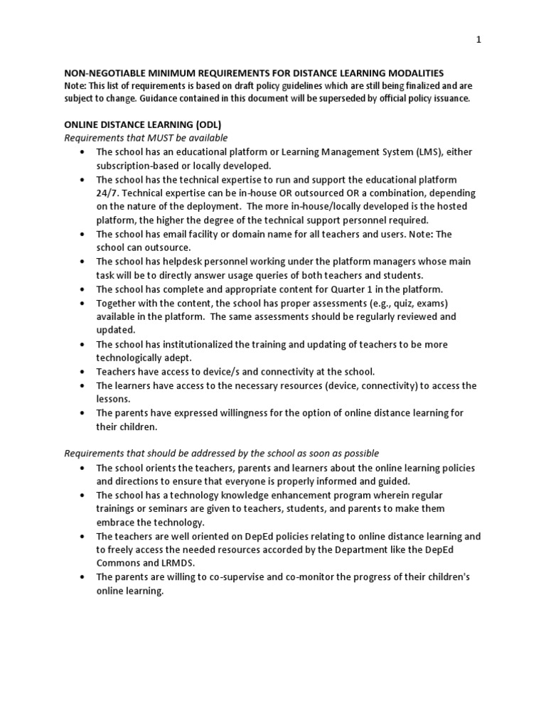 Essential Requirements for Effective Distance Learning Delivery ...