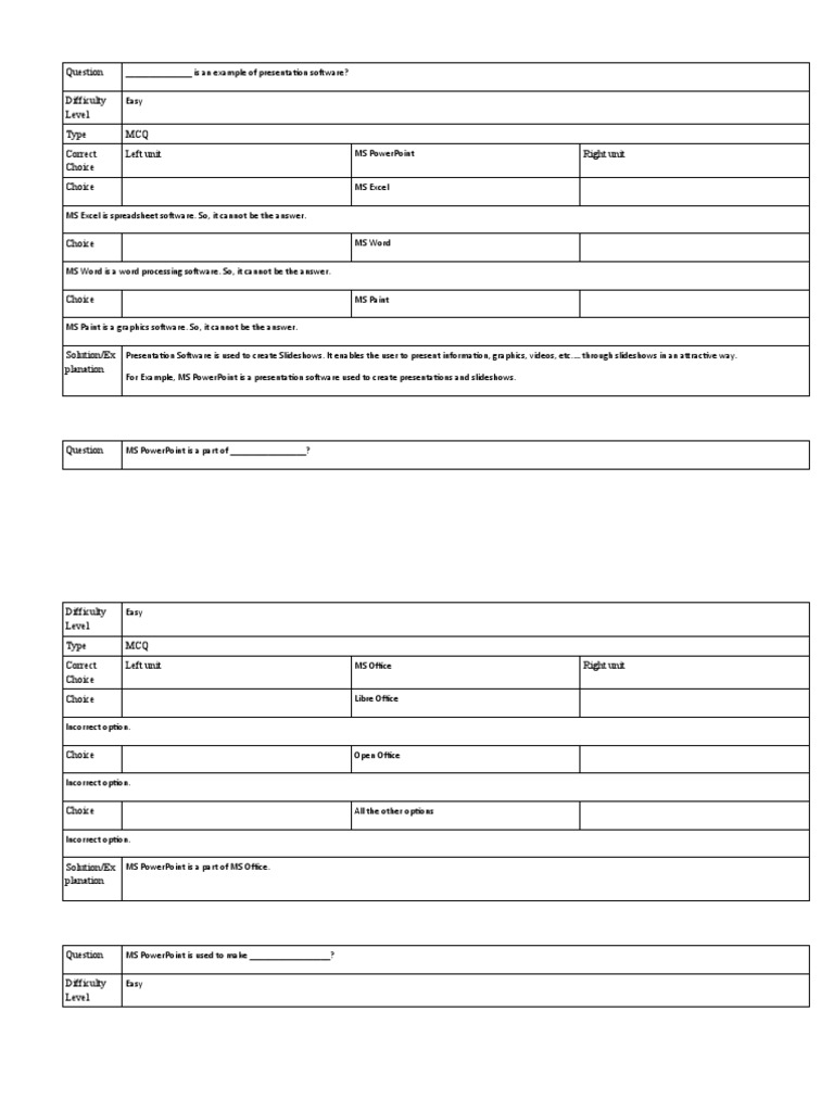Difficulty Level Type MCQ Correct Choice Left Unit Right Unit Choice ...