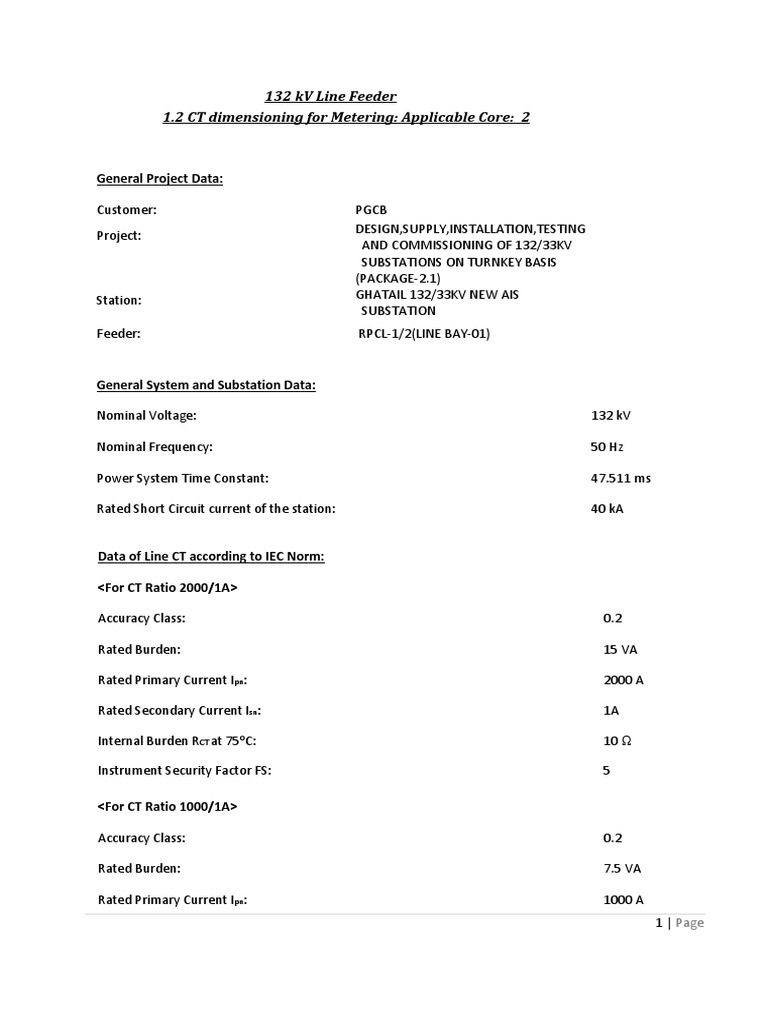 1.2 - CT (Metering) - Core-2 - Line | PDF | Electrical Substation ...