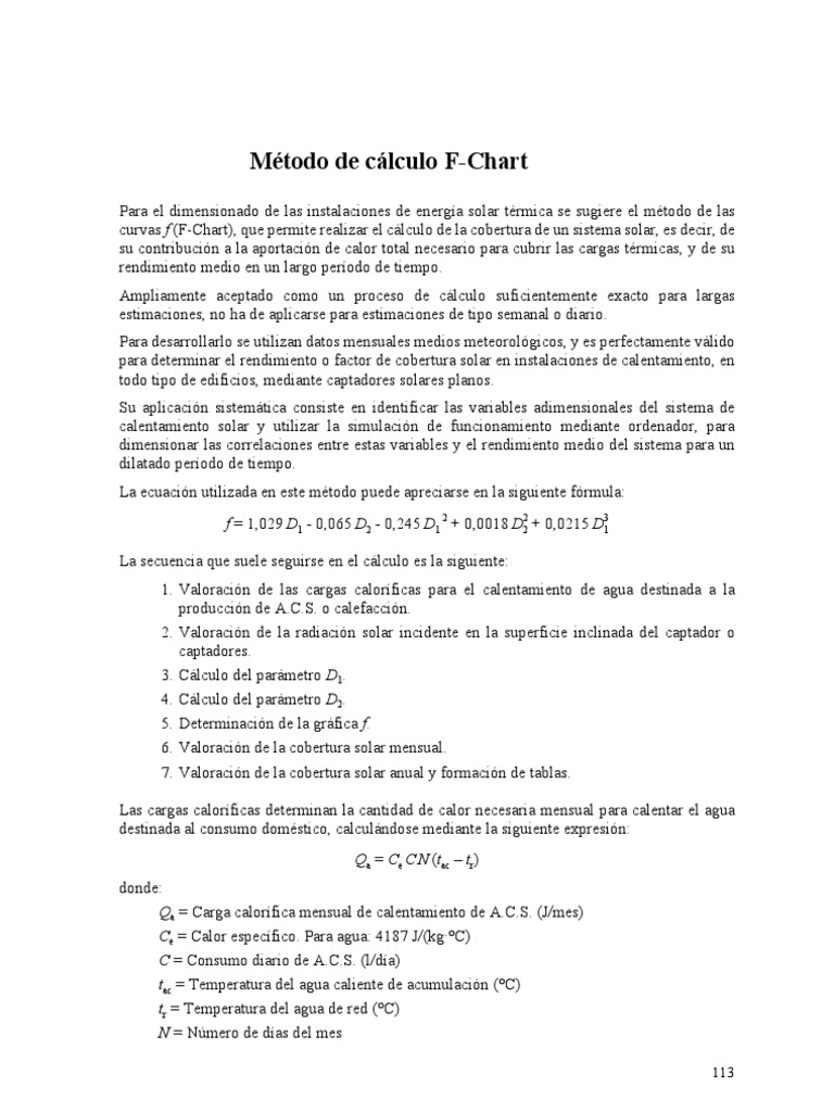 Metodo F-Chart | PDF | Energía solar | Temperatura