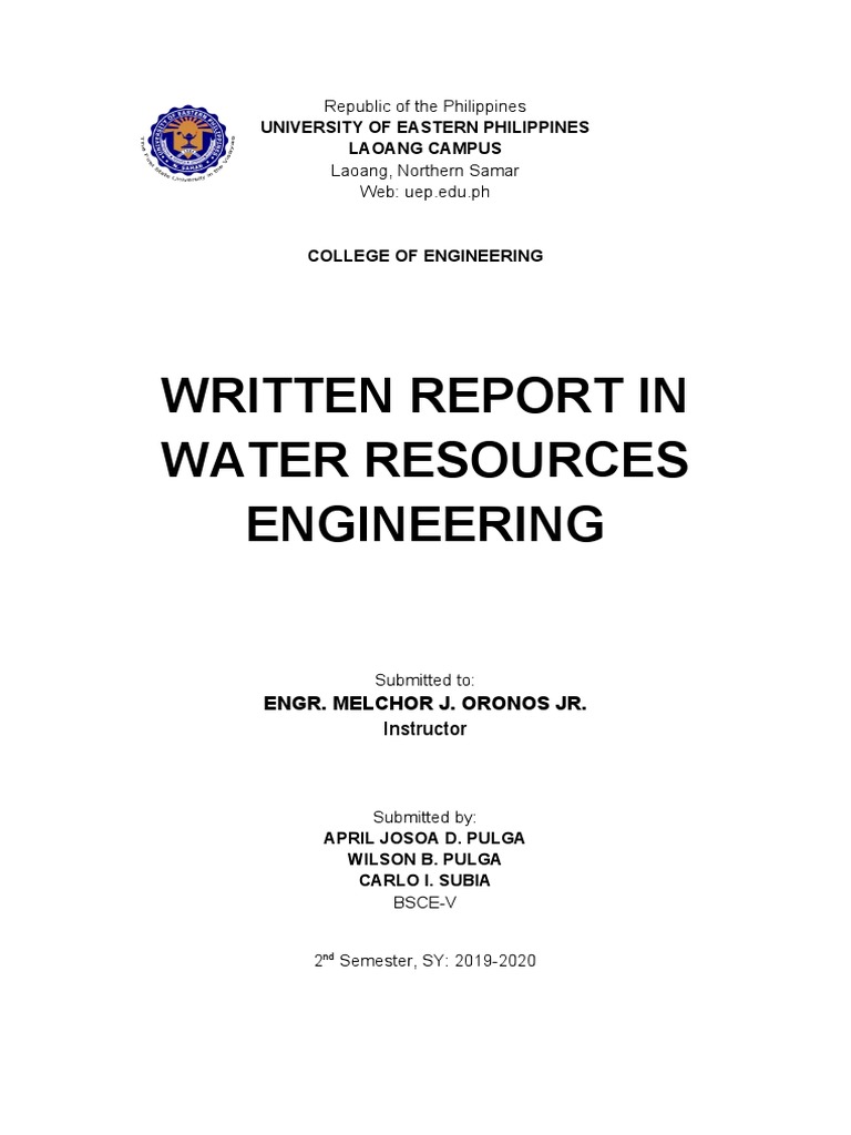 Written Report in Water Resources Engineering: University of Eastern ...