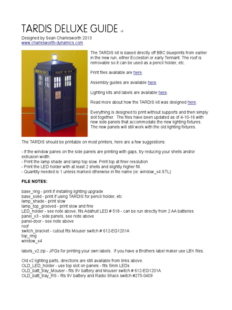 Tardis Deluxe Guide: File Notes | PDF