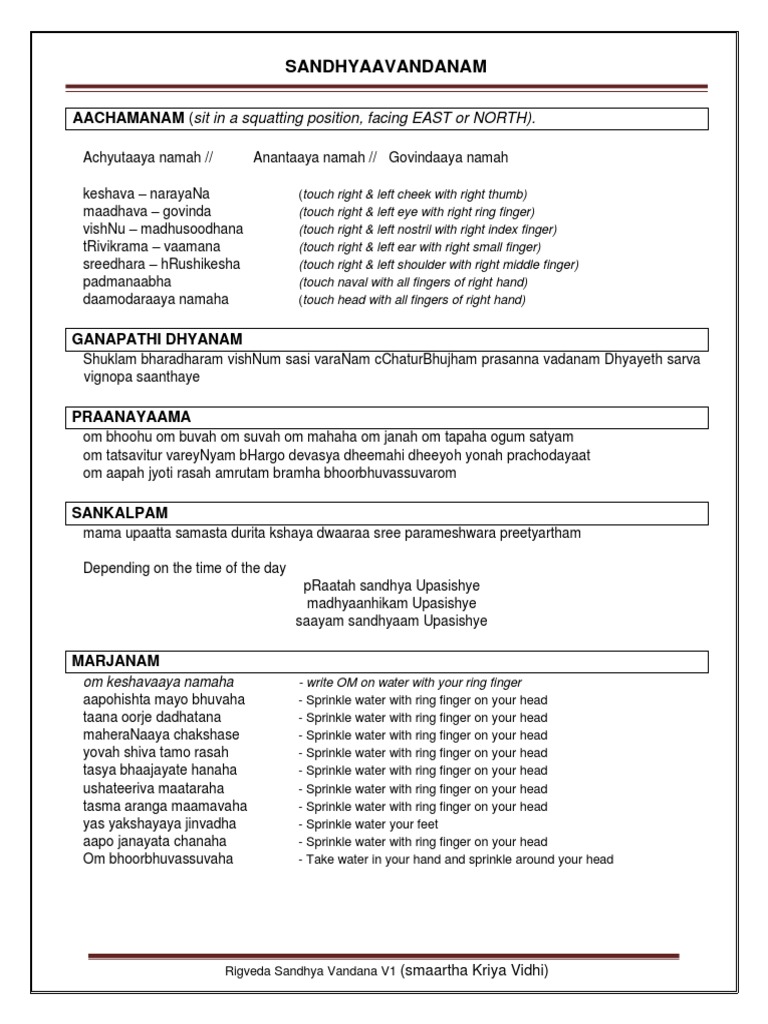 Rigveda Sandhya Vandana | PDF | Hindu Texts | Hindu Iconography