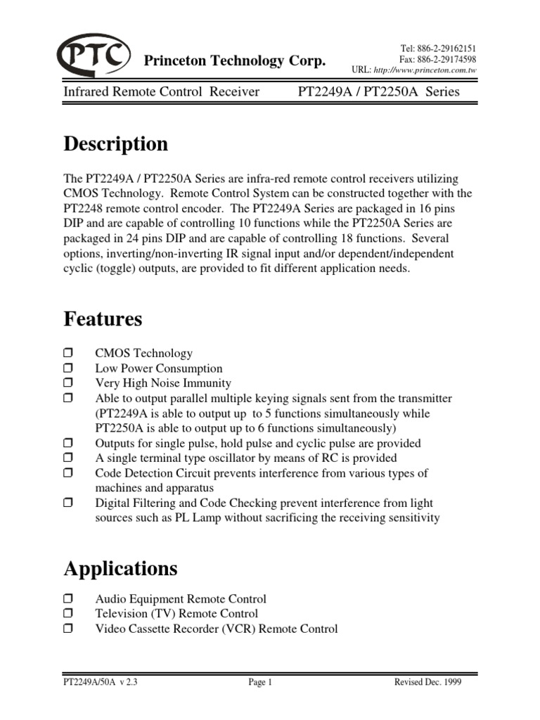Description: Princeton Technology Corp | PDF | Remote Control ...