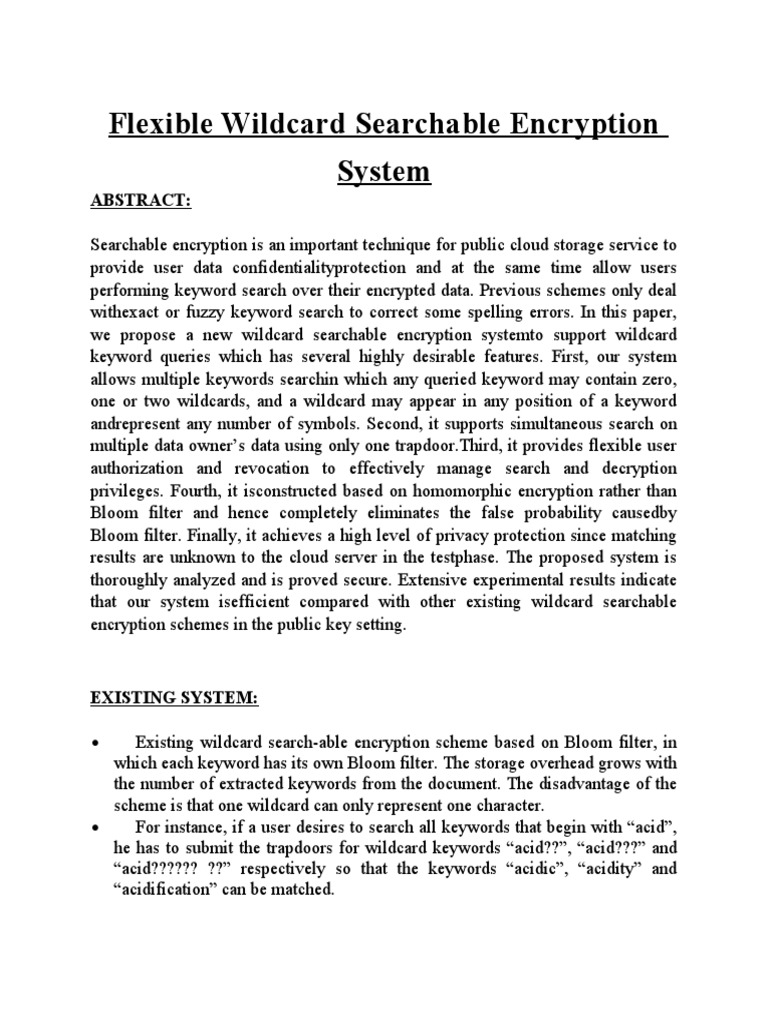 Flexible Wildcard Searchable | PDF | Encryption | Search Engine Optimization