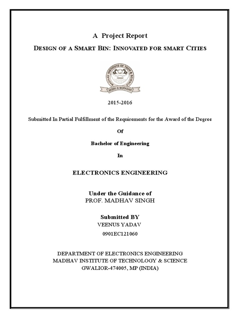 A Project Report D S B: I C: Esign OF A Mart IN Nnovated FOR Smart ...