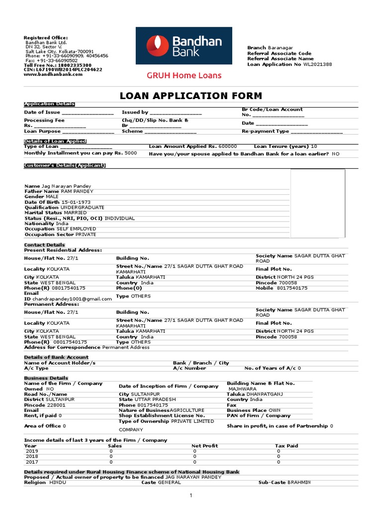Loan Application Form | PDF | Loans | Interest