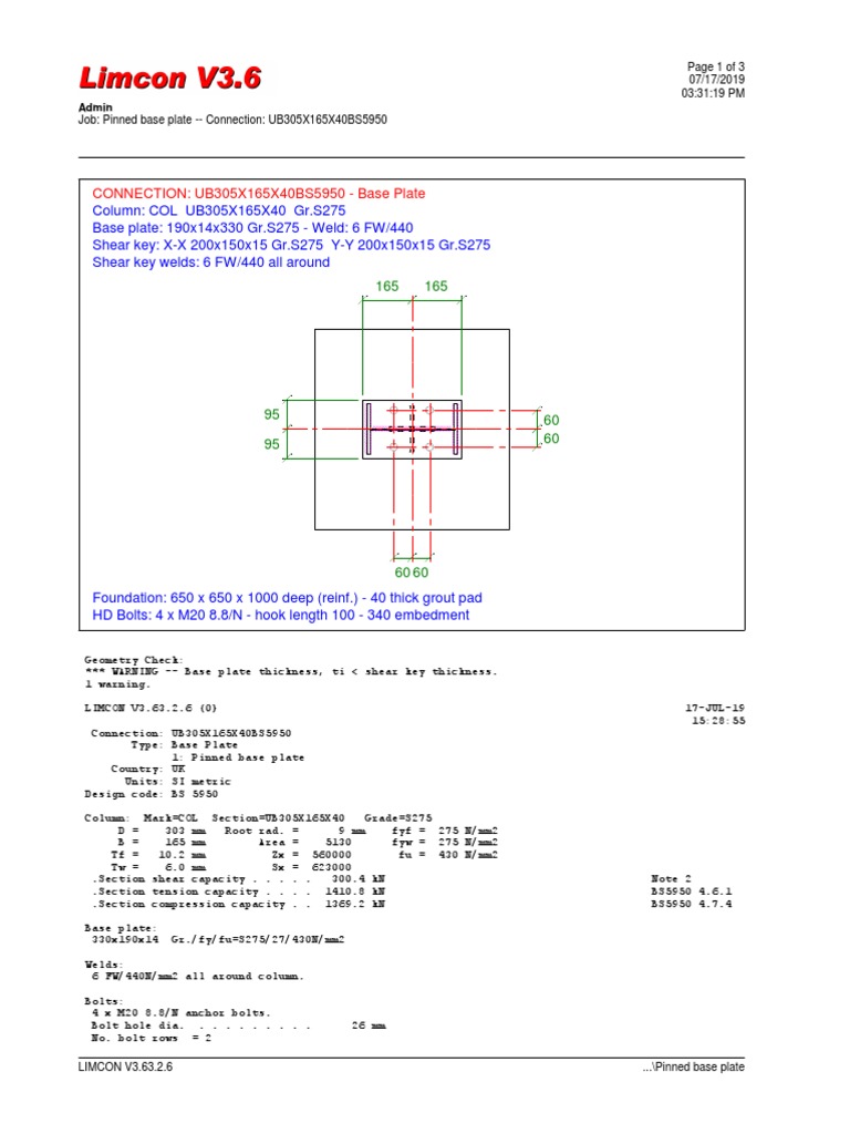 Pinned Base Plate | PDF | Structural Engineering | Applied And ...