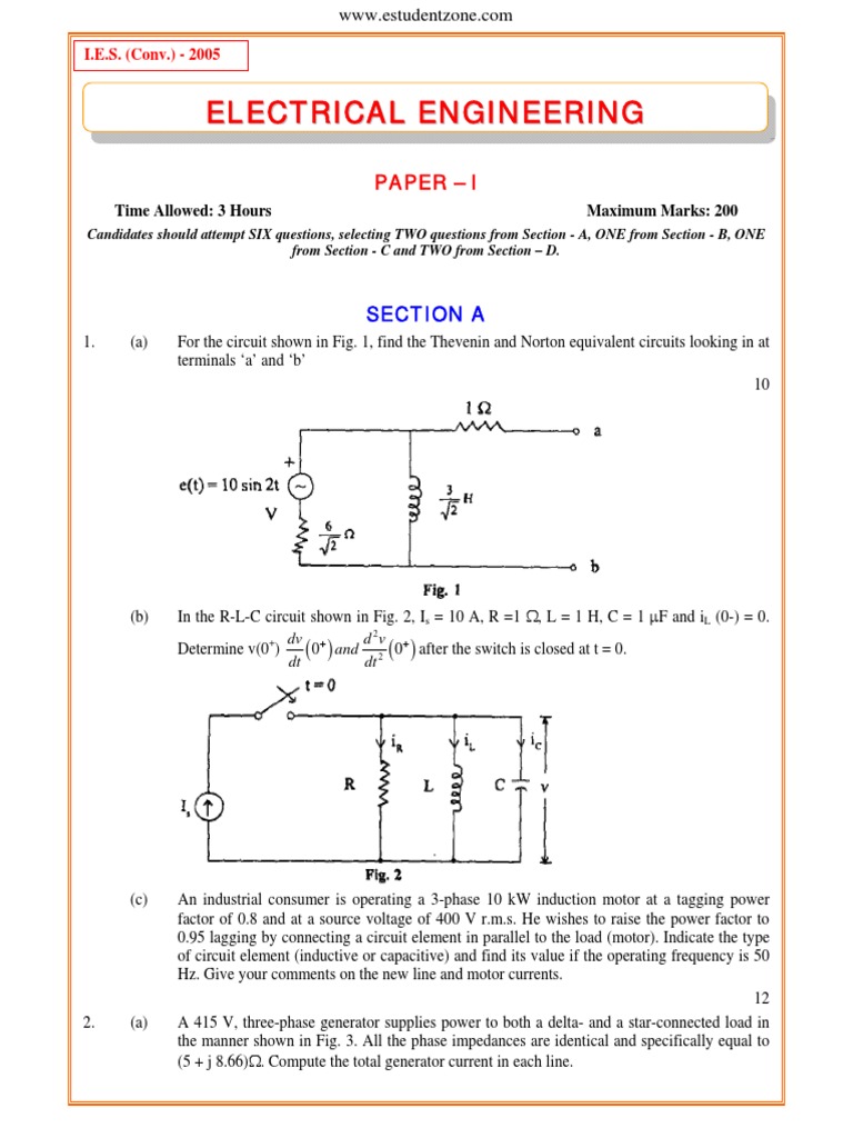 Electrical Engineering Exam | PDF | Electrical Resistivity And ...
