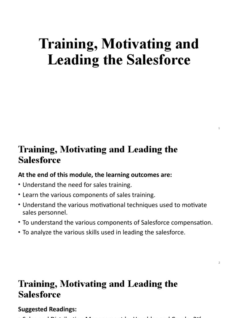Training Motivating and Compensating The Sales Force | PDF | Sales ...