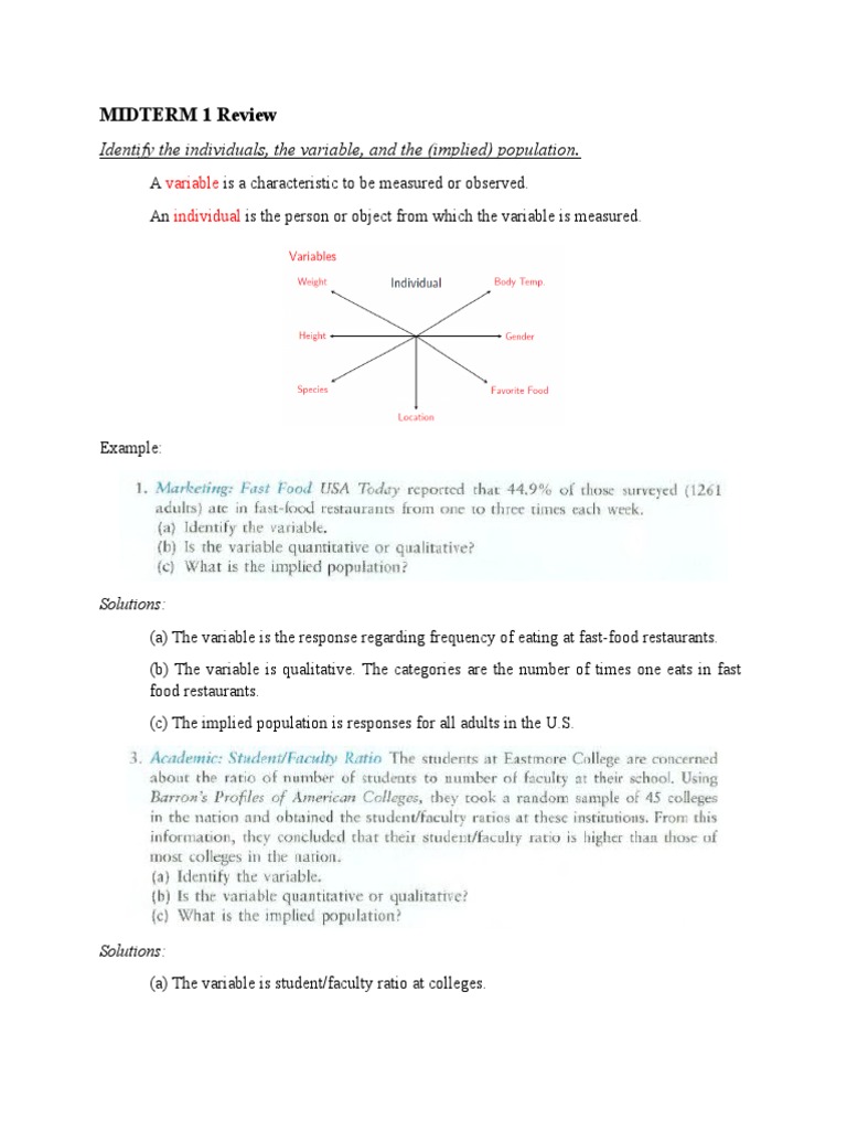 Stat 200 Midterms Review Pdf Level Of Measurement Sampling