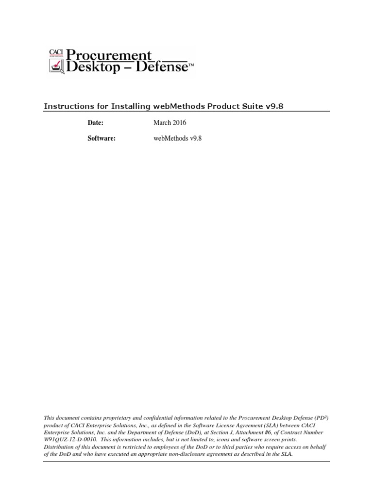Instructions For Installing Webmethods Product Suite V9.8: Date ...