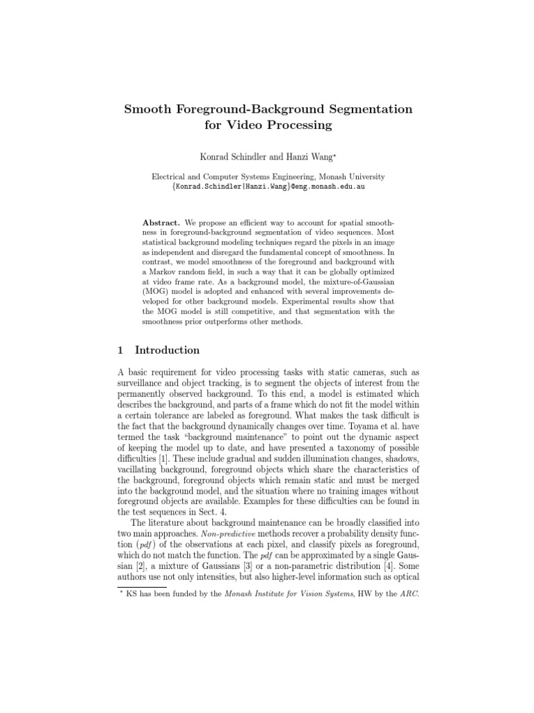 Smooth Foreground-Background Segmentation For Video Processing | PDF | Image Segmentation ...