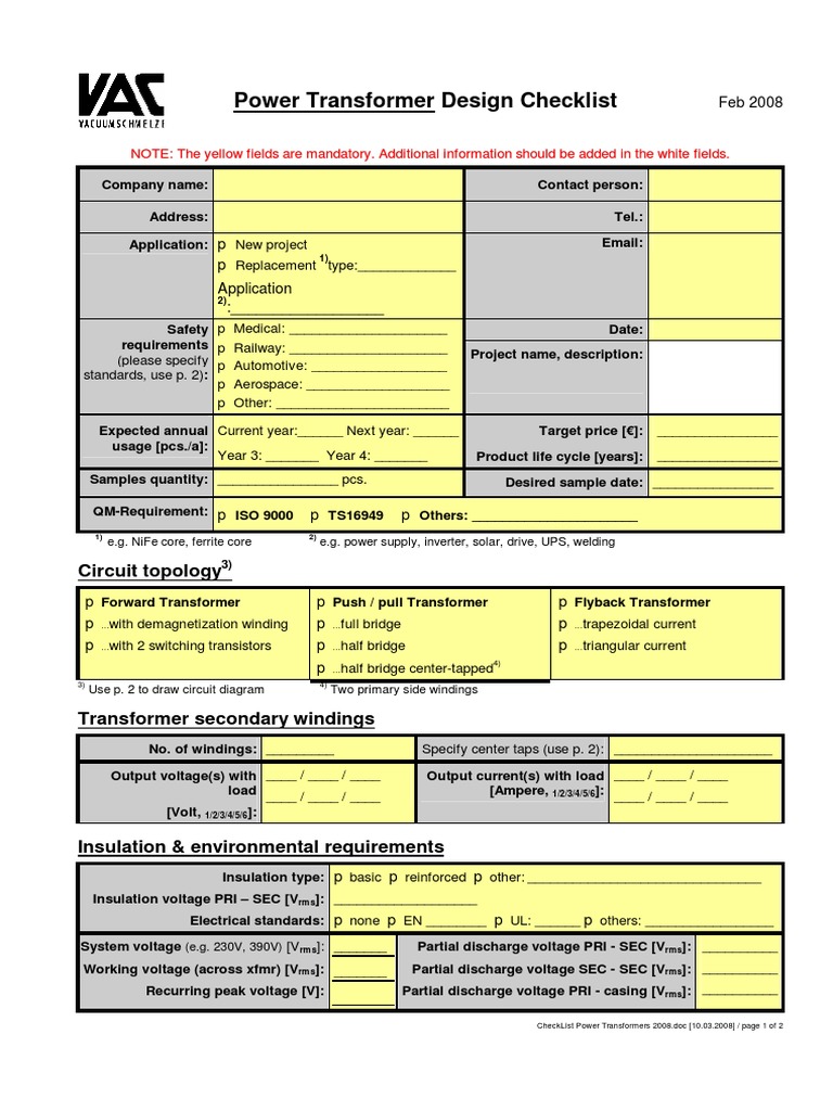 Check List For Transformer | PDF | Transformer | Insulator (Electricity)
