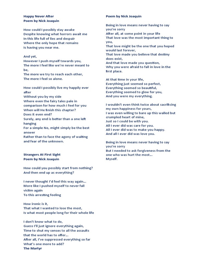 NICK JOAQUIN Poem | PDF | Love
