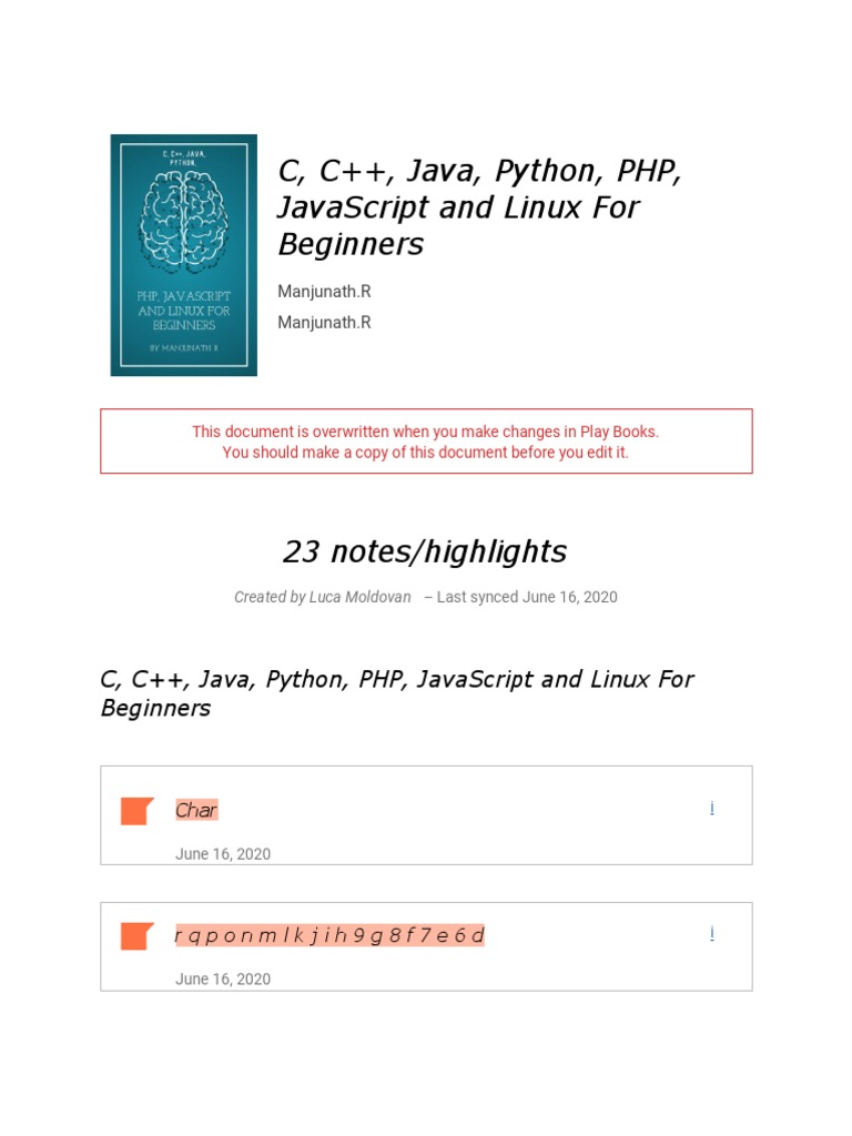 Notes From C C Java Python Php Javascript And Linux For 7246