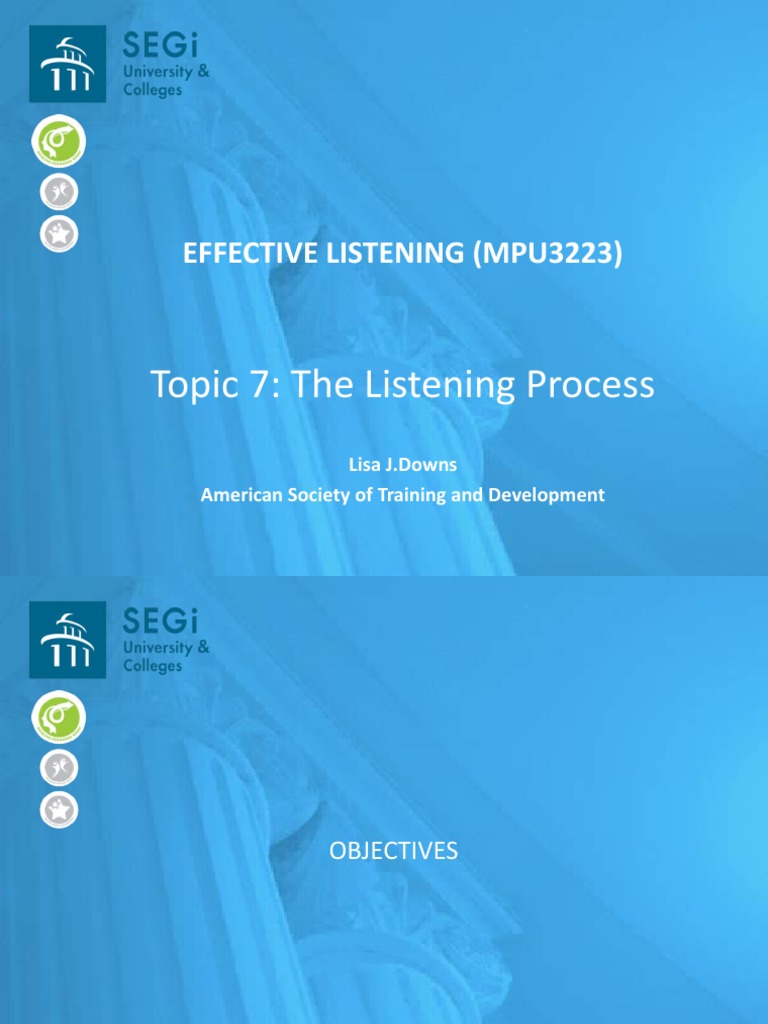 Topic 7 The Listening Process | PDF | Nonverbal Communication | Sound