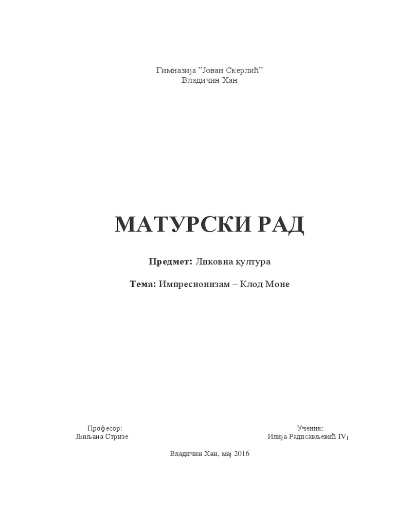 Impresionizam Klod Mone PDF | PDF