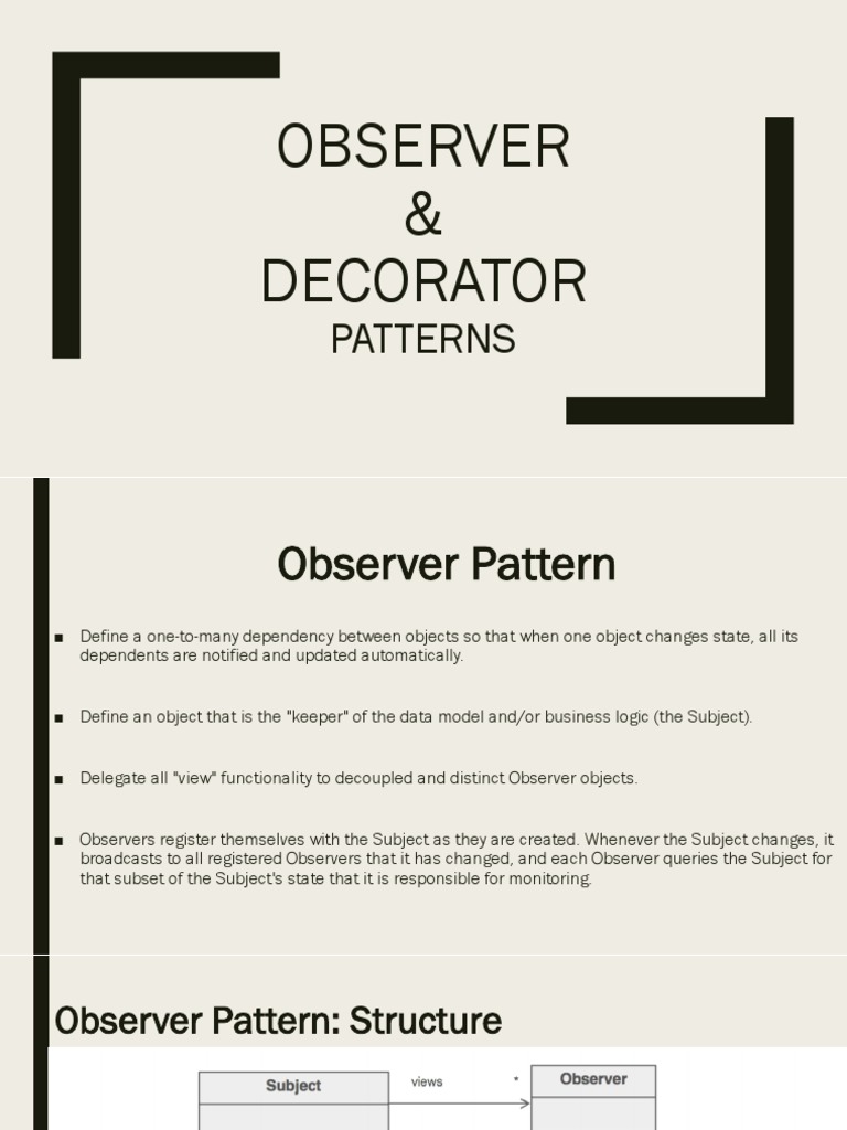 Observer & Decorator: Patterns | PDF | Class (Computer Programming) | Information Technology ...