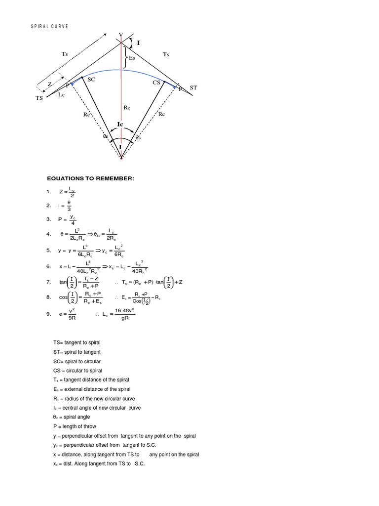 Spiral Curve Calculations and Equations | PDF | Tangent | Differential ...