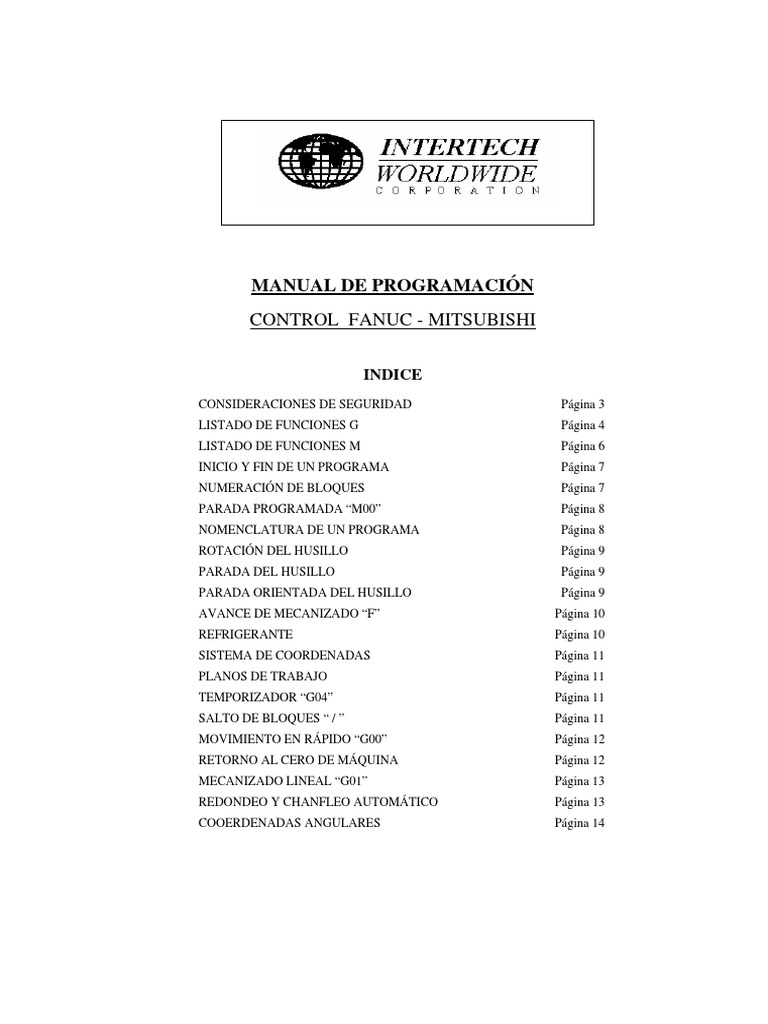 Programación CNC Fanuc: Manual Completo | PDF | Línea (geometría ...