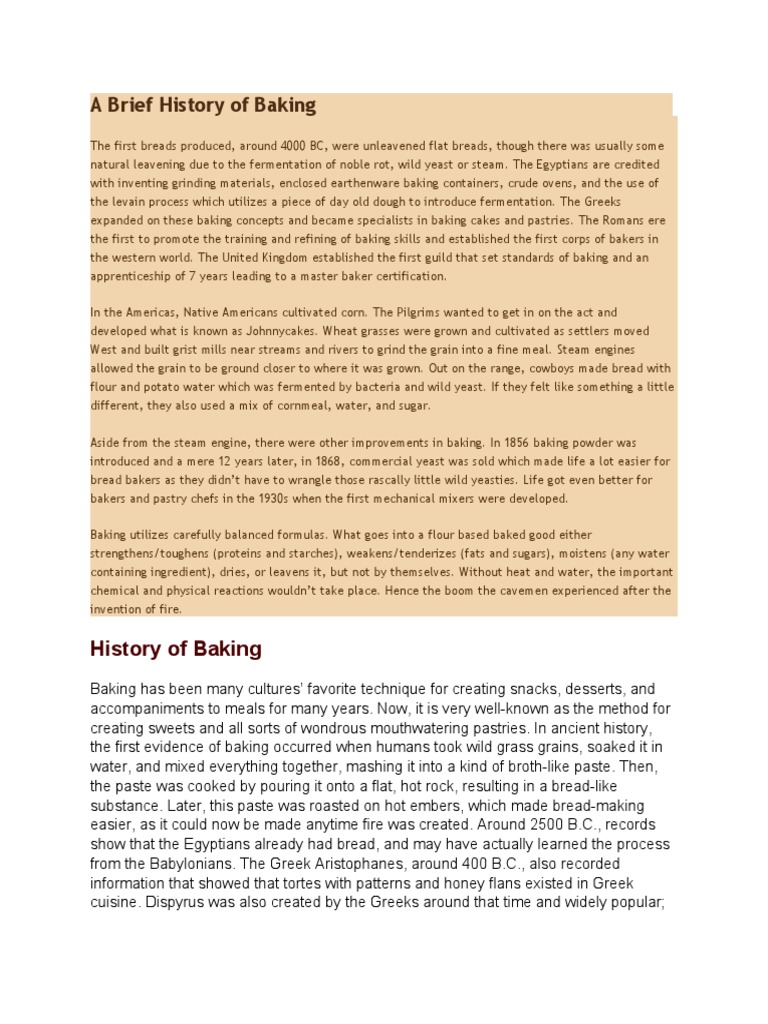 A Brief History of Baking | PDF | Baking | Yeast