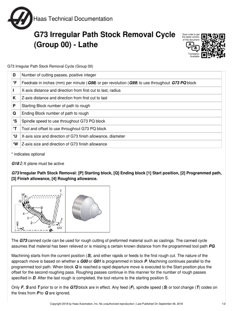 G73 Irregular Path Stock Removal Cycle (Group 00) - Lathe: Haas ...