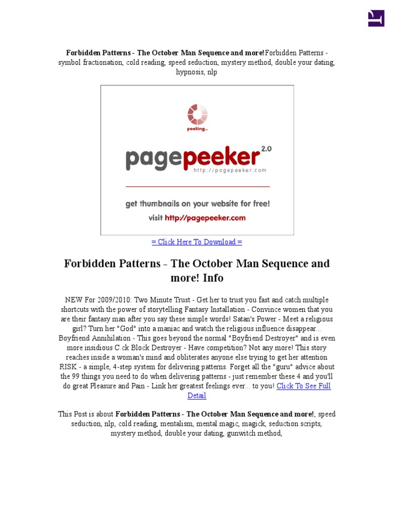 Forbidden Patterns The October Man Sequence and More PDF | PDF