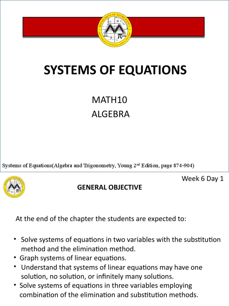 Solving Systems of Equations | PDF | System Of Linear Equations | Equations