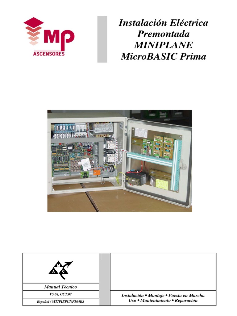 MAC PUARSA (Manual de Maniobra Micro Basic Prima MINIPLANE) | PDF | Ascensor | Corriente eléctrica