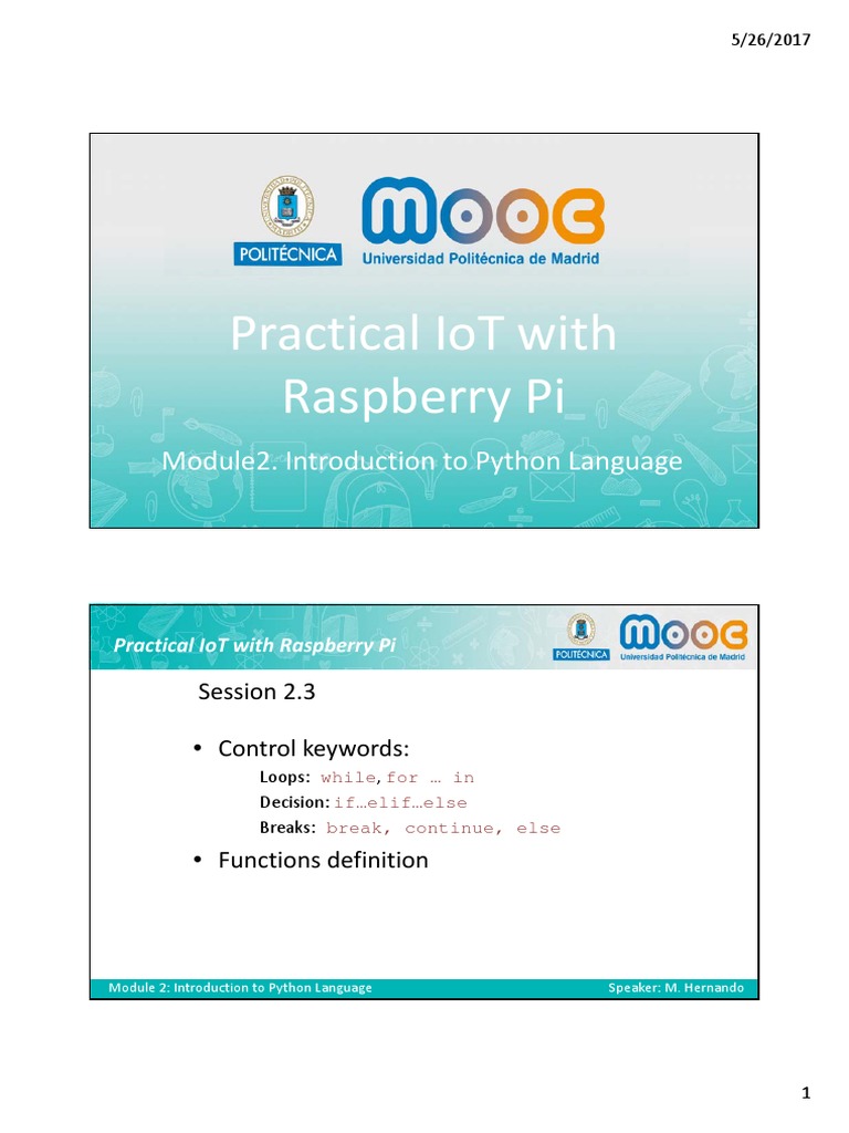 Practical Iot With Raspberry Pi Module2 Introduction To Python Language Pdf Control Flow