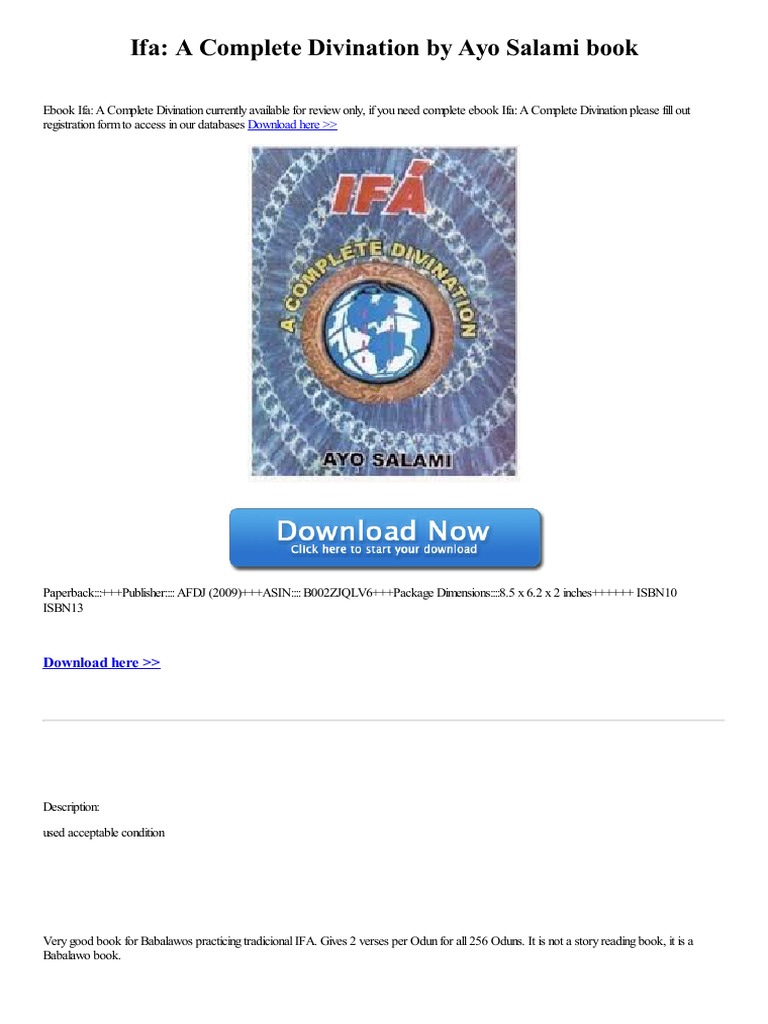 Ifa: A Complete Divination by Ayo Salami Book: Download Here | PDF ...