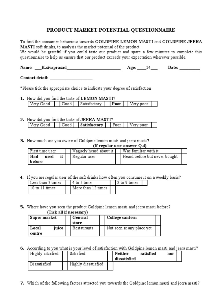 Customer satisfaction questionnaire | Brand | Microeconomics