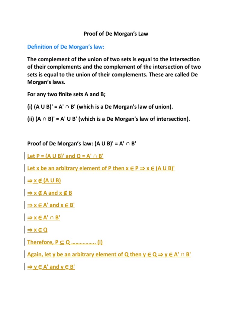 Definition of de Morgan's Law | PDF