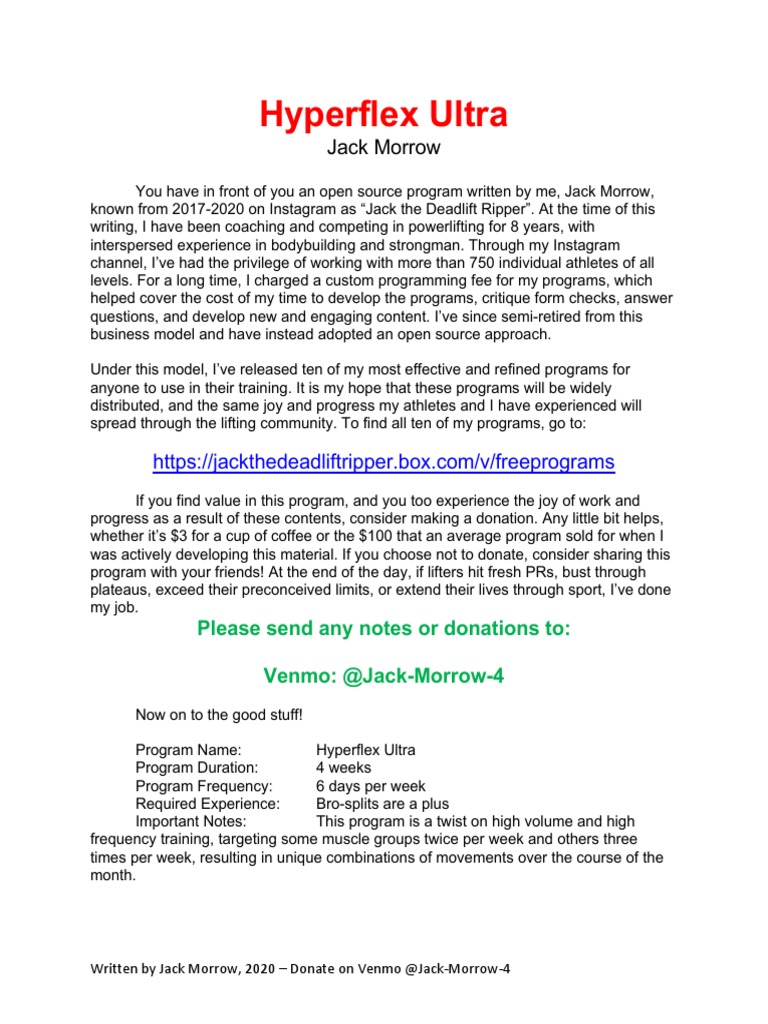 Hyperflex Ultra: Jack Morrow | PDF | Recreation | Physical Exercise